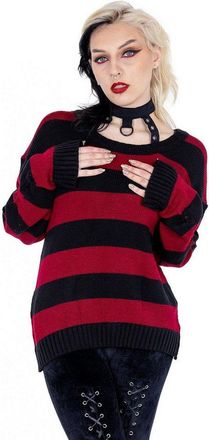 EMP Strickpullover Vision Punk Gestreift Streifen Choker Halsband Grunge