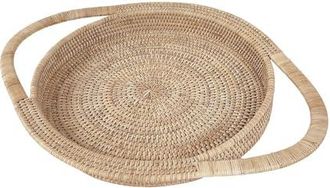 La Porcellana Bianca Botanio Bianco Rundes Tablett, 53 x 41 x 5 cm, Rattan