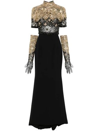 Dina Melwani Rock mit Perlen - Schwarz