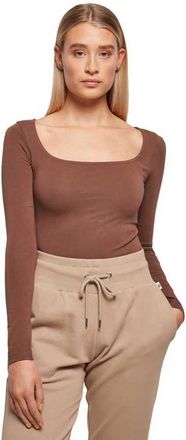 Urban Classics Damen Ladies Organic Longsleeve Body T-Shirt, bark, XXL