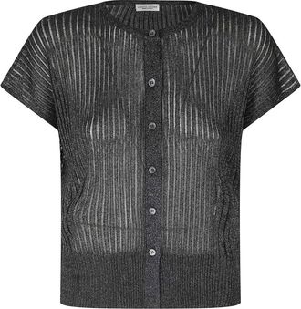 Roberto Collina Femme, Pulls, Noir, Taille: 38 FR Gilet Court en Tricot C&ocirc;tel&eacute; &agrave; Manches Courtes