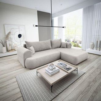 Fun M&ouml;bel Ecksofa Schlafsofa anike Stoff Now or Never Beige Ottomane Rechts
