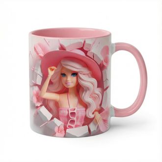 Generic Keramikbecher mit rosa Puppenfigur, die ideale Tasse f&uuml;r Ihren perfekten Kaffee, kreative Tasse, einzigartige Tassen f&uuml;r unvergessliche Momente