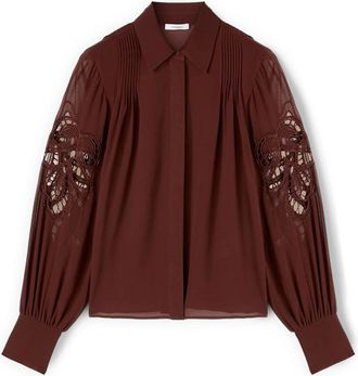 Motivi Femme, Blouses et Chemises, Brun, Taille: 36 FR Chemise &agrave; Manches Incrust&eacute;es