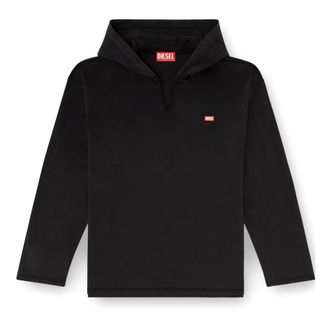 Diesel Hoodie mit rohem V-Ausschnitt und Karomuster - - Sweatshirts & Hoodies - Herren - Schwarzk - M