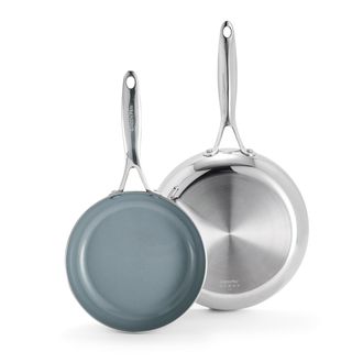 GreenPan Valencia Pro Bratpfannen-Set, dreilagig, Edelstahl, 20,3 cm und 25,4 cm, gesunde Keramik-Antihaftbeschichtung, PFAS-frei, PFOA-freie Beschichtung, meh