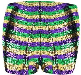 Generic Mini short &agrave; paillettes pour femme - Taille moyenne - Jambe droite - Coupe trap&egrave;ze - Solide - Paillettes scintillantes - Pour rave - Pour soir&eacute;e ou so