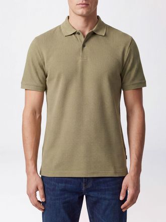 HUGO BOSS Polo slim fit en coton m&eacute;lang&eacute; avec col c&ocirc;tel&eacute; et patte &agrave; deux boutons
