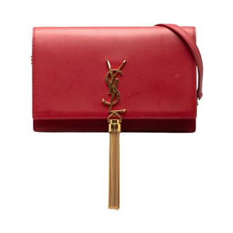 Saint Laurent Sac bandouli&egrave;re &agrave; cha&icirc;ne et pompon Pre-owned - Femme - Pre-owned - Rouge - Taille: ONE Size