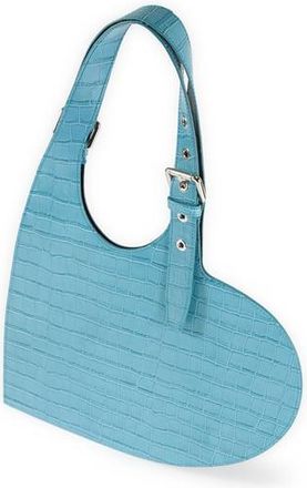 Coperni Sac &eacute;paule coeur aspect peau de crocodile en cuir