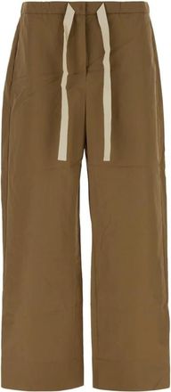 Max Mara Femme, Pantalons, Brun, Taille: 40 FR Argento Poplin Drawstring Pantalons