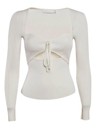 SIMKHAI t-shirt en maille à rayures - Blanc