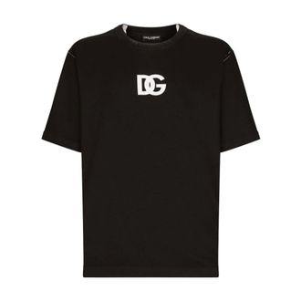 Dolce & Gabbana Homme, Tops, Noir, Taille: S T-shirt &agrave; Logo Imprim&eacute; Stylish pour Homme