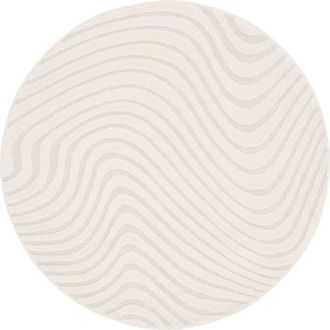 Sweeek Sweeek - Tapis rond intérieur motifs ondulations en relief crème Ø160cm