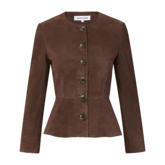 Veronica Beard Veste &agrave; basque en daim Quinn - Femme - Vestes - Brun - Taille: 36 FR