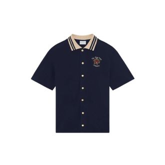 Dr&ocirc;le de Monsieur La Chemise Piqu&eacute;e Slogan Rose - - Shirts - Herren - Blau - L