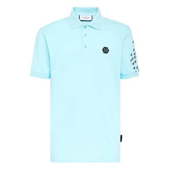 Philipp Plein Homme, Tops, Bleu, Taille: XL Polo Slim Fit MC Skull&Bones