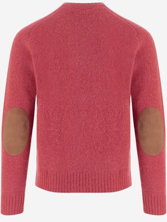 Polo Ralph Lauren Mens Wool And Cashmere Sweater With Elbow Patches Light Red