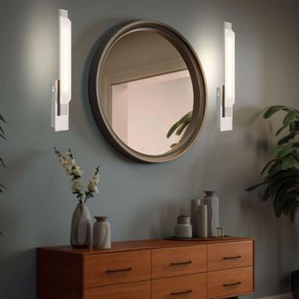 Globo Lighting Wandleuchte Wandlampe Glasleuchte Flurleuchte Wohnzimmer, Chrom Glas satiniert nickel matt, 1x led 7,2 Watt 576 Lumen warmwei&szlig;, LxBxH 7x7x48cm, 2er