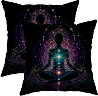 Generic Dekokissenbez&uuml;ge f&uuml;r kosmische Meditation, buntes Chakra-Aura-Kissen, spirituelle dekorative quadratische Kissenbez&uuml;ge f&uuml;r Zuhause, Sofa, Bett, Couch,