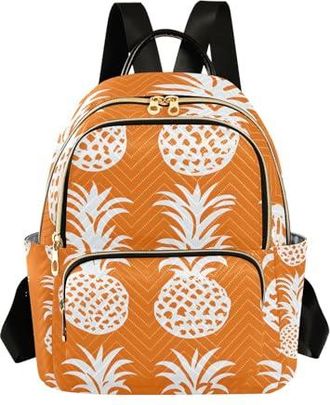 Mnsruu Mini sac à dos pour femme, blanc, ananas orange, petit sac à dos tendance pour femme, sac à dos décontracté, Multi768, S