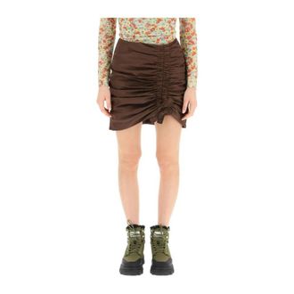 Ganni Ger&uuml;schter brauner Minirock - - Skirts - Damen - Braun - XS