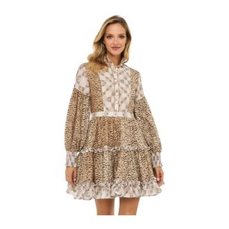 IXIAH Gemustertes Minikleid Euphorischer Stil - - Dresses - Damen - Beige - XS