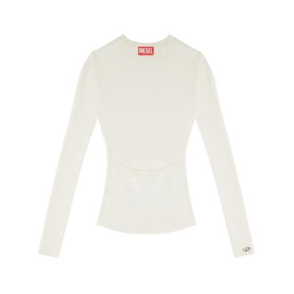 Diesel Gerippter Pullover mit Cut-Out-Detail - - Tops - Damen - Wei&szlig; - S