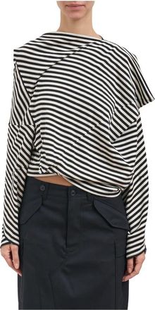 Junya Watanabe Femme, Tops, Blanc, Taille: 38 FR Maglia a righe in cotone e lana