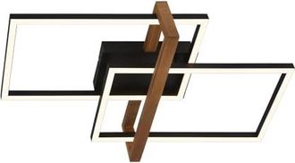 Briloner LED Deckenlampe Frame, LED Deckenleuchte mit warmwei&szlig;er Lichtfarbe, 34W Lampe mit Holzrahmen, Wohnzimmerlampe, Schlafzimmerlampe, 505x315x110 mm (LxBx