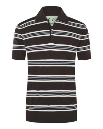 FTC Softes Strick-Poloshirt mit Streifen aus einem Baumwolle-Kaschmir-Mix in