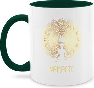 Shirtracer Tasse Tassen 325ml - Namaste Yoga Chakra Mandala - 325 ml - Dunkelgrün - teetasse spirituell yoga-tasse joga fans kindertasse spirituelle yoga+tasse m