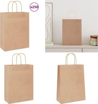 vidaXL Vidaxl - Papiertragetaschen 250 Stk. mit Henkeln Braun 26x12x35 cm