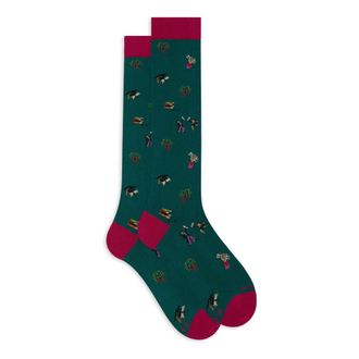Gallo Gallo, Homme, Sous-vêtements, Multicolore, Taille: M Chaussettes longues en coton italien avec motif degré