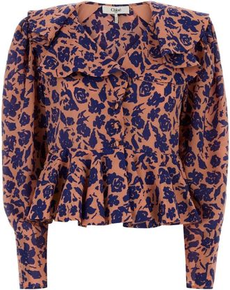 Chlo&eacute; Femme, Blouses et Chemises, Multicolore, Taille: 36 FR V-neck ruffled blouse