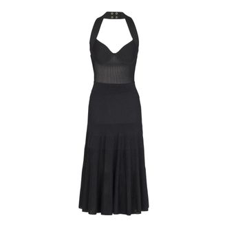 Balmain Halterneck Plissee-Strick-Midikleid - - Dresses - Damen - Schwarzk - S