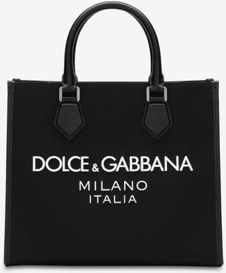 Dolce & Gabbana Kleine Nylon-Einkaufstasche - - Bags - Damen - Schwarzk - ONE SIZE