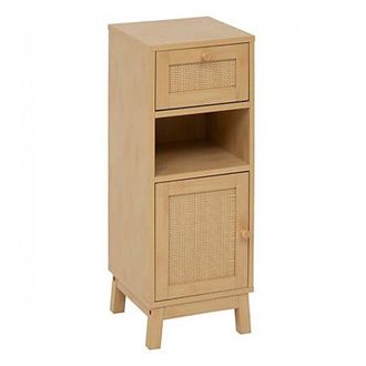 PEGANE Meuble de rangement avec 1 porte et un tiroir, coloris marron - Longueur 30 x Profondeur 30 x Hauteur 80 cm