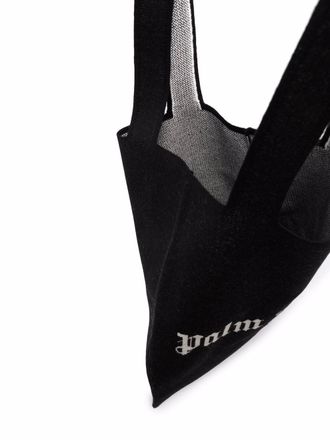 Palm Angels Womens Knit Shopper Logo Tote Bag Black >