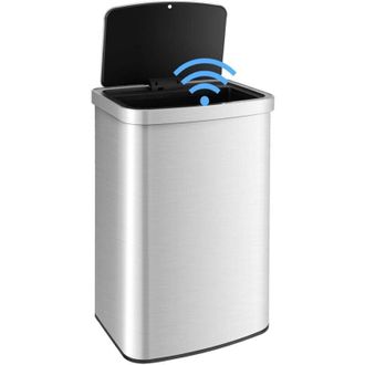 Costway Costway - 50L M&uuml;lleimer mit Sensor, Abfalleimer Automatisch mit Deckel, M&uuml;llbeh&auml;lter aus Edelstahl und Kunststoff, M&uuml;lleimer K&uuml;che f&uuml;r Badezimmer