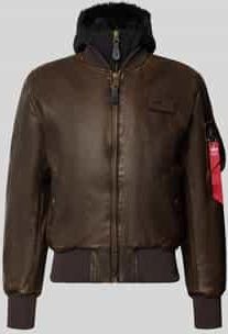 Alpha Industries Bomberjacke in Leder-Optik mit Label-Details
