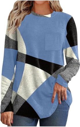 Generic Sweatshirts pour femme - Imprimé géométrique tendance - Manches longues - Col rond - Ample - Léger - Confortable - Tunique de sortie pour le bureau, l