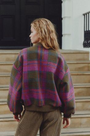 Next Strickpullover Bomberjacke mit geripptem Ballonsaum (1-tlg)