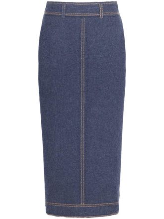 Barrie jupe en maille à coupe mi-longue - Bleu