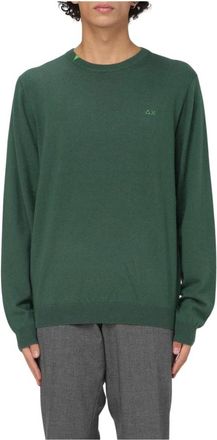 Sun 68 Homme, Pulls, Vert, Taille: XL Pull ras du cou en laine mérinos