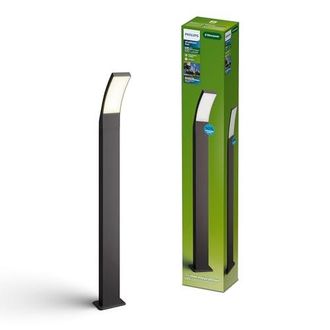 Philips Splay Au&szlig;en-Pfostenleuchte, 800 lm, 2700 K, PowerShield, IP44 wetterfest, langlebig, Aluminium, lange Lebensdauer, integrierte LED, Anthrazitgrau