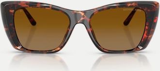 Michael Kors Tokyo eckige polarisierte Sonnenbrille mit braunem Glas in Luggage-Schildpatt
