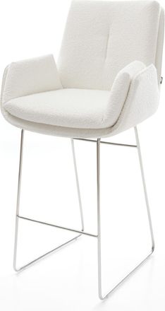 DELIFE Barstuhl Clea-Flex Boucl&eacute; Creme-Wei&szlig; Kufengestell Edelstahl Silberfarben, Barst&uuml;hle