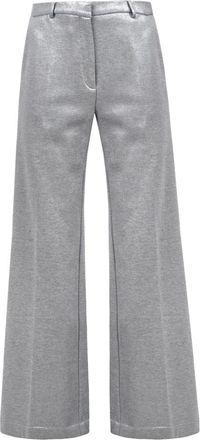 ottod'Ame Femme, Pantalons, Gris, Taille: 42 FR Pantalon Large en Coton Lamin&eacute;