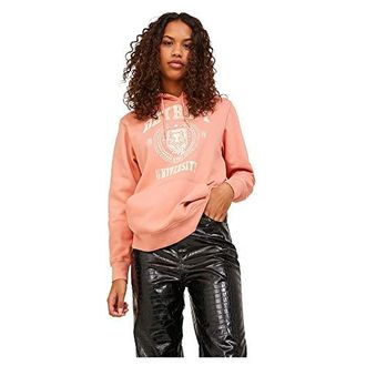 Jack & Jones JJXX JXZOEY Relaxed LS Sweat Hood SWT Capuche, Coral Haze/imprim&eacute; : Detroit, XS Femme